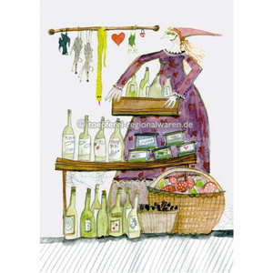 Postkarte 30 Hexe weckt ein - Gruenland